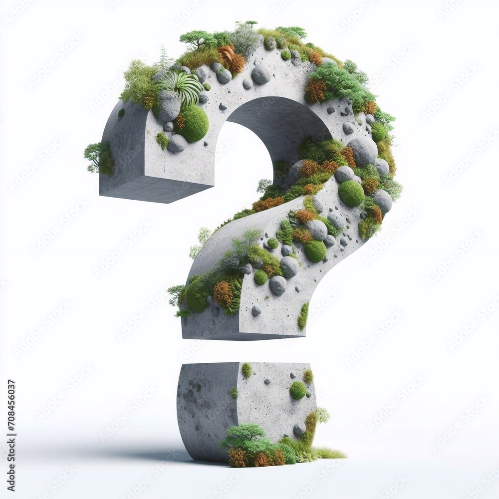 Question mark shape 3D Lettering That Blends Concrete With Nature. AI ...