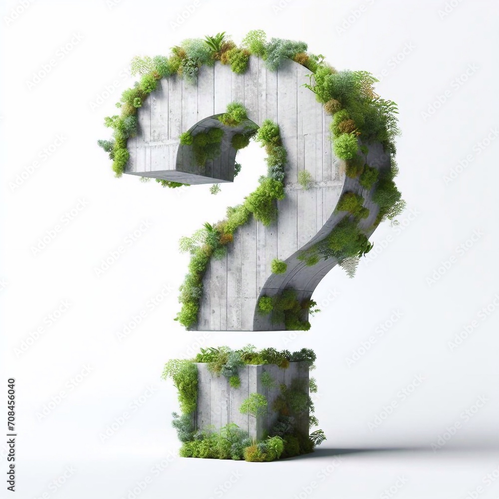 Question mark shape 3D Lettering That Blends Concrete With Nature. AI ...