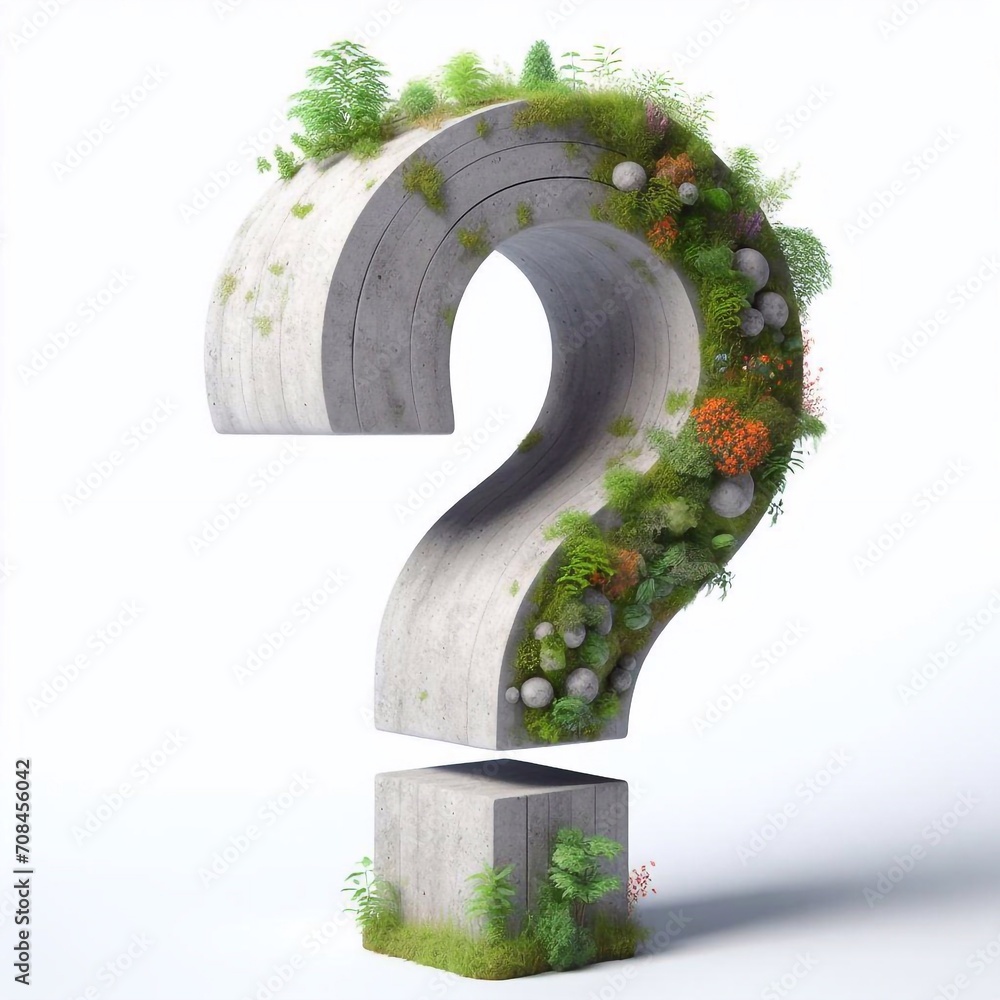 Question mark shape 3D Lettering That Blends Concrete With Nature. AI ...