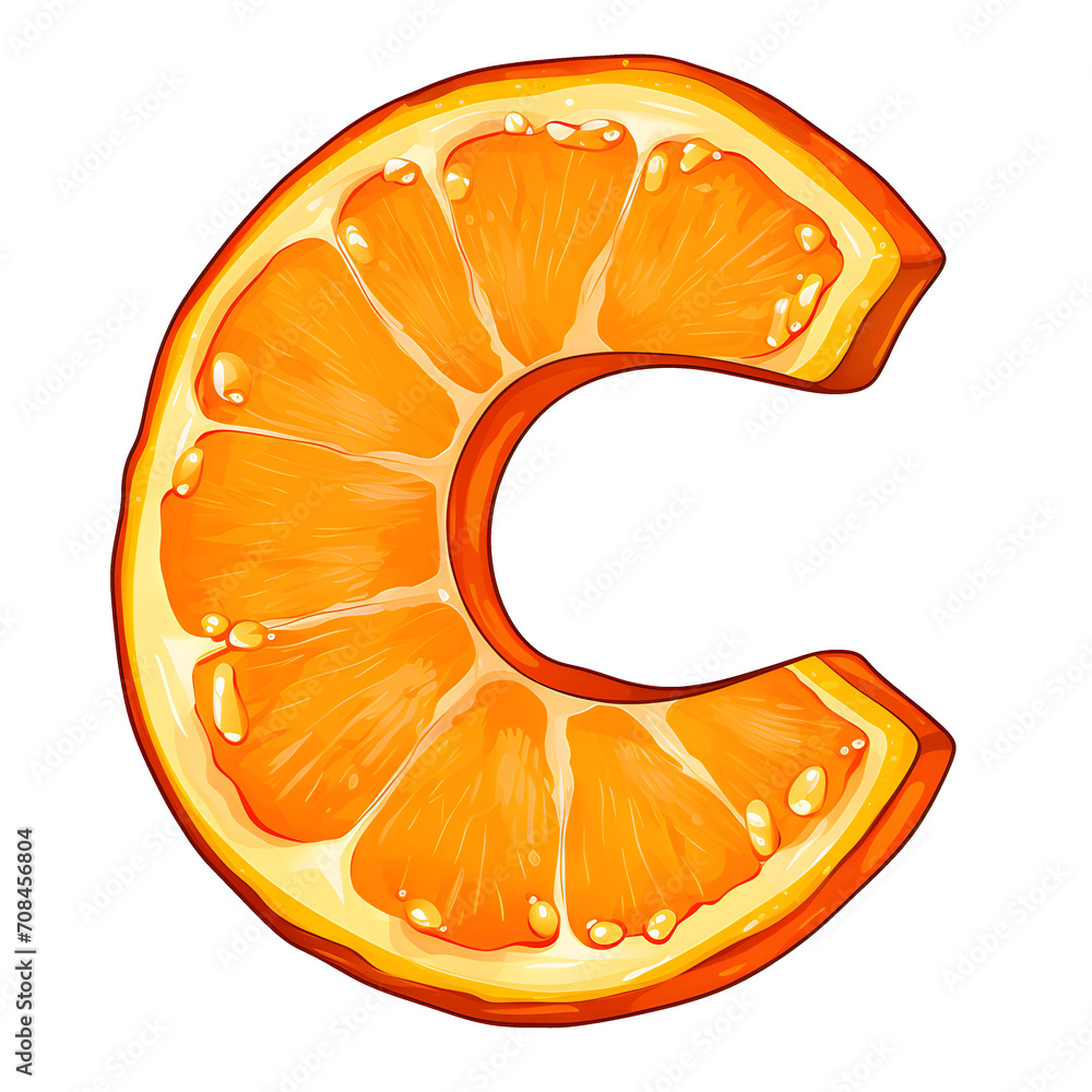 The letter C in orange, letter clipart, character clipart, alphabet ...