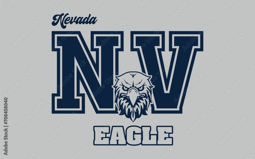 Nevada eagle logo vector. Hand lettering design for t-shirt hoodie ...
