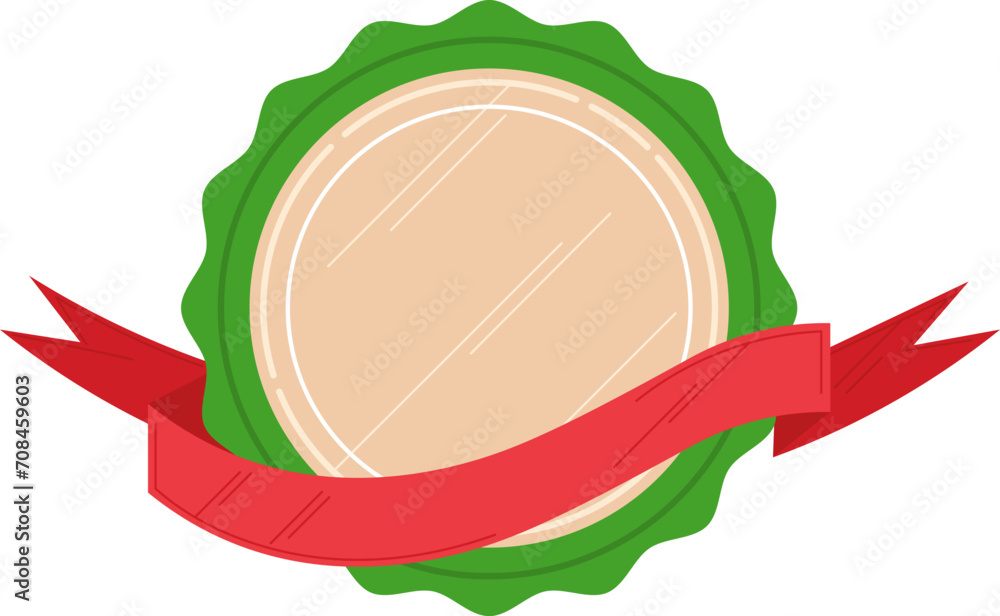 Blank vintage logo with red ribbon banner and green border. Classic ...