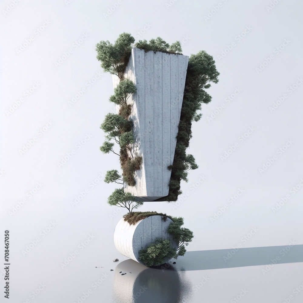 Exclamation shape 3D Lettering That Blends Concrete With Nature. AI ...