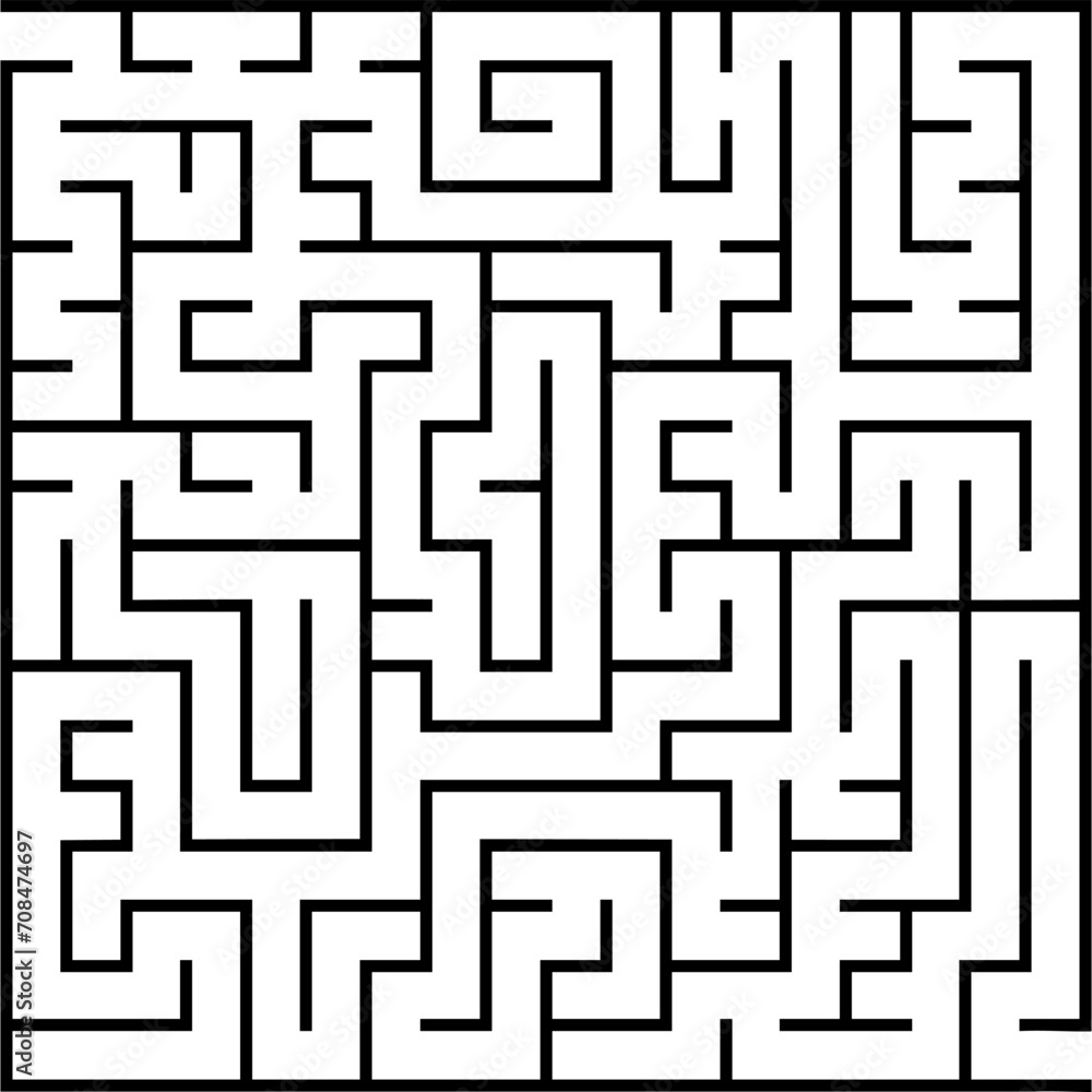 Labyrinth with enter and exit. Maze vector kids game. Square shape ...
