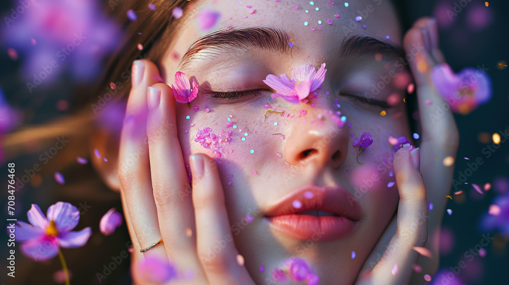 Woman Celebrating Connection to Nature. Rejuvenating Energy ...