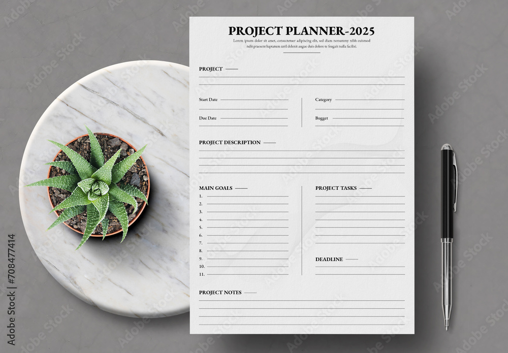 Project Planner Template Design Stock Template | Adobe Stock