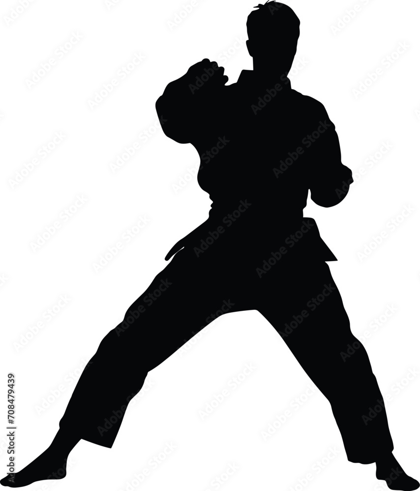 Karate player icon. Simple style karate lessons course poster ...