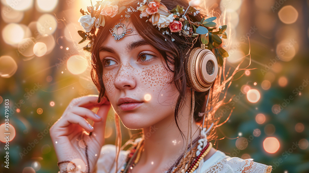 Woman Celebrating Connection to Nature. Rejuvenating Energy ...