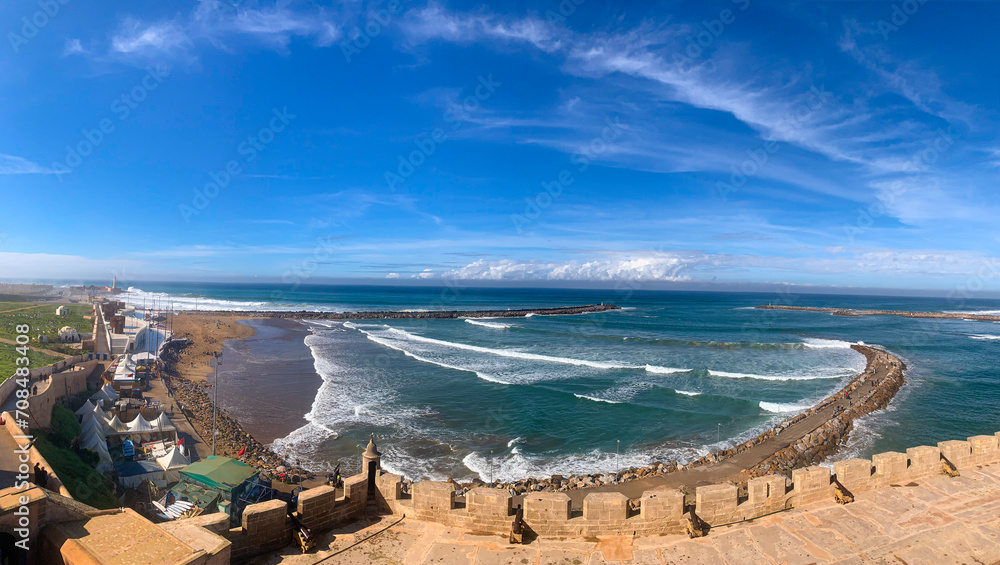Panoramic View of the harbour of Rabat, Morocco located in the river ...