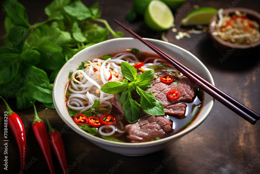 Vietnamese pho with sriracha hot sauce, Photos for cafe and restaurant ...