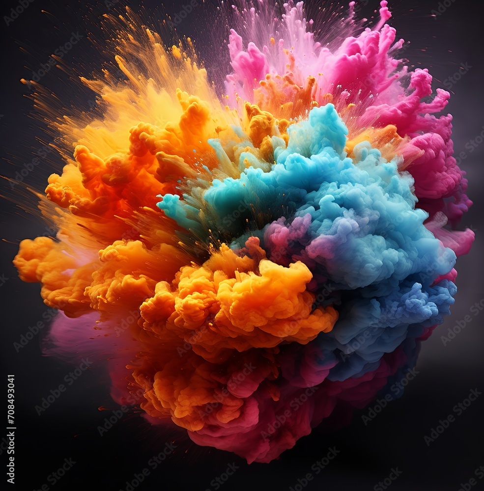 colorful colored powder is being thrown out of a tube, in the style of ...