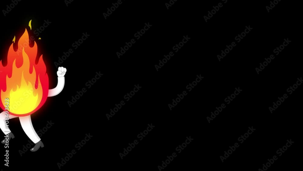 Vidéo Stock Fire Character Running. Loop cycle animation of a cartoon ...