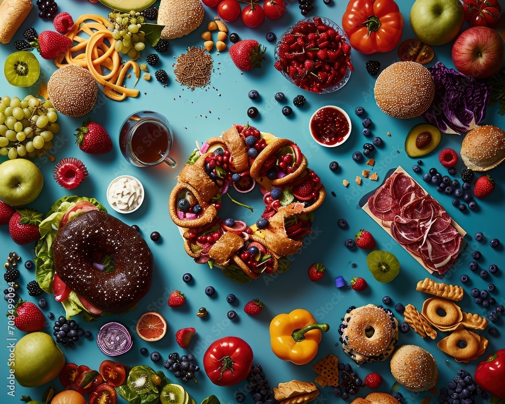 Striking Visual Concept Contrasting Fresh Nutrition and Unhealthy Junk ...