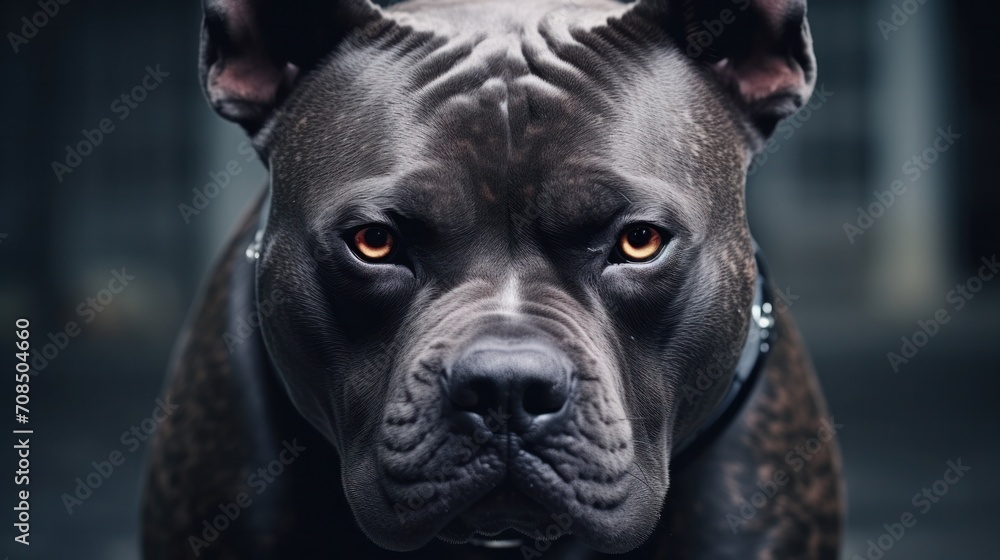 Illustration of an Aggressive American Bully Dog with a Tattooed Face ...