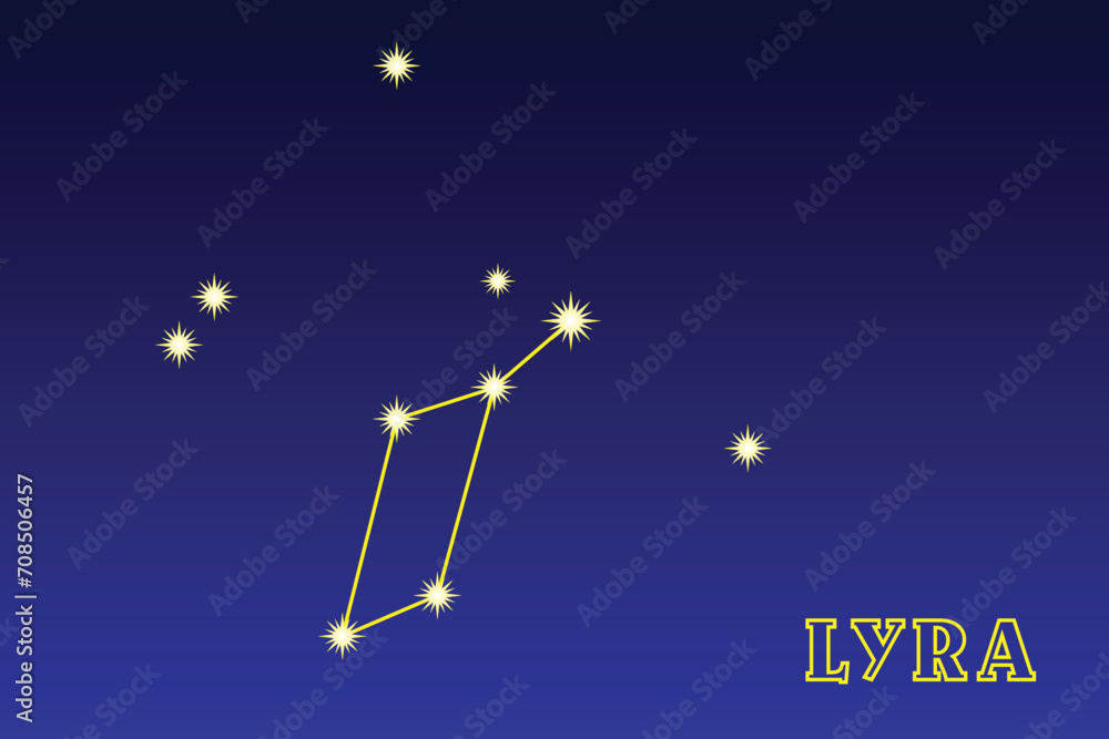 Constellation Lyra. Illustration of the constellation Lyra. A small ...