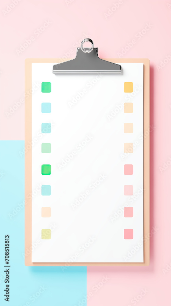 Blank checklist with pastel colours checkboxes, clean white paper on ...