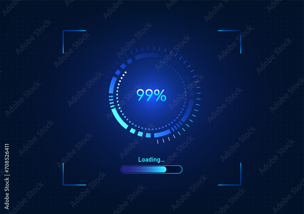 Technology background, Hi tech digital data loading screen via network Show data percentage ...