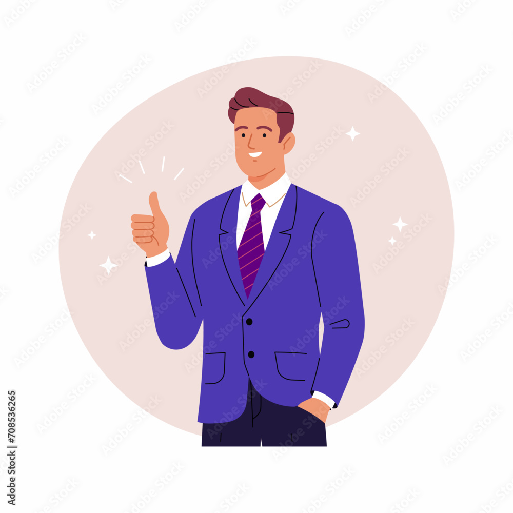 Successful businessman. Vector cartoon flat illustration of a young ...