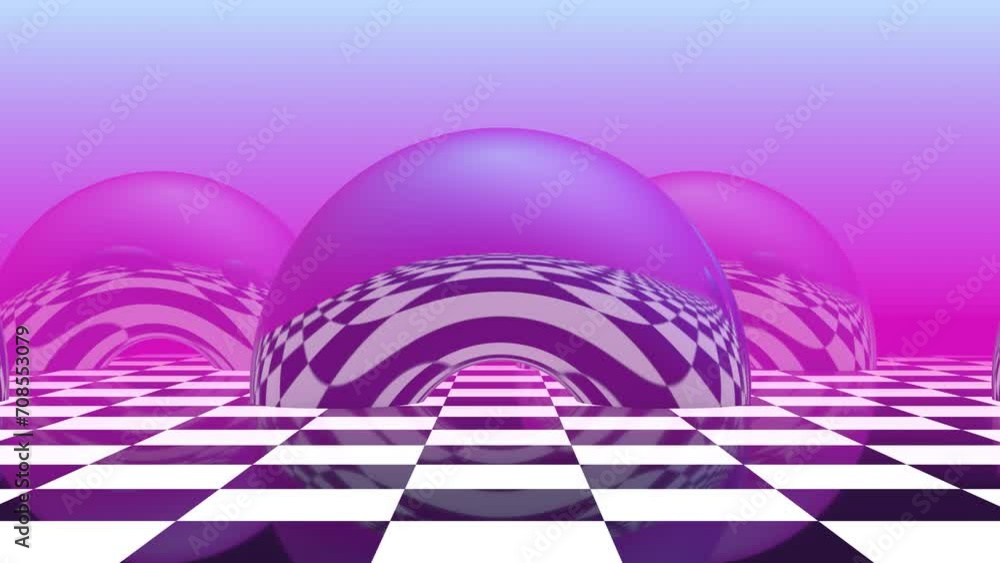 Retro animated background with black and white checkered floor ...
