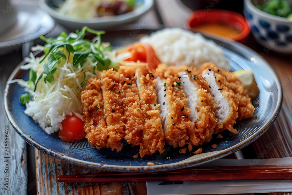 Chicken Katsu, a Japanese delicacy, succulent, breaded and deep-fried ...