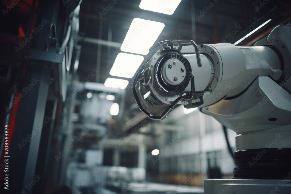 Precise robotic manipulator machine welding hand at factory's assembly ...