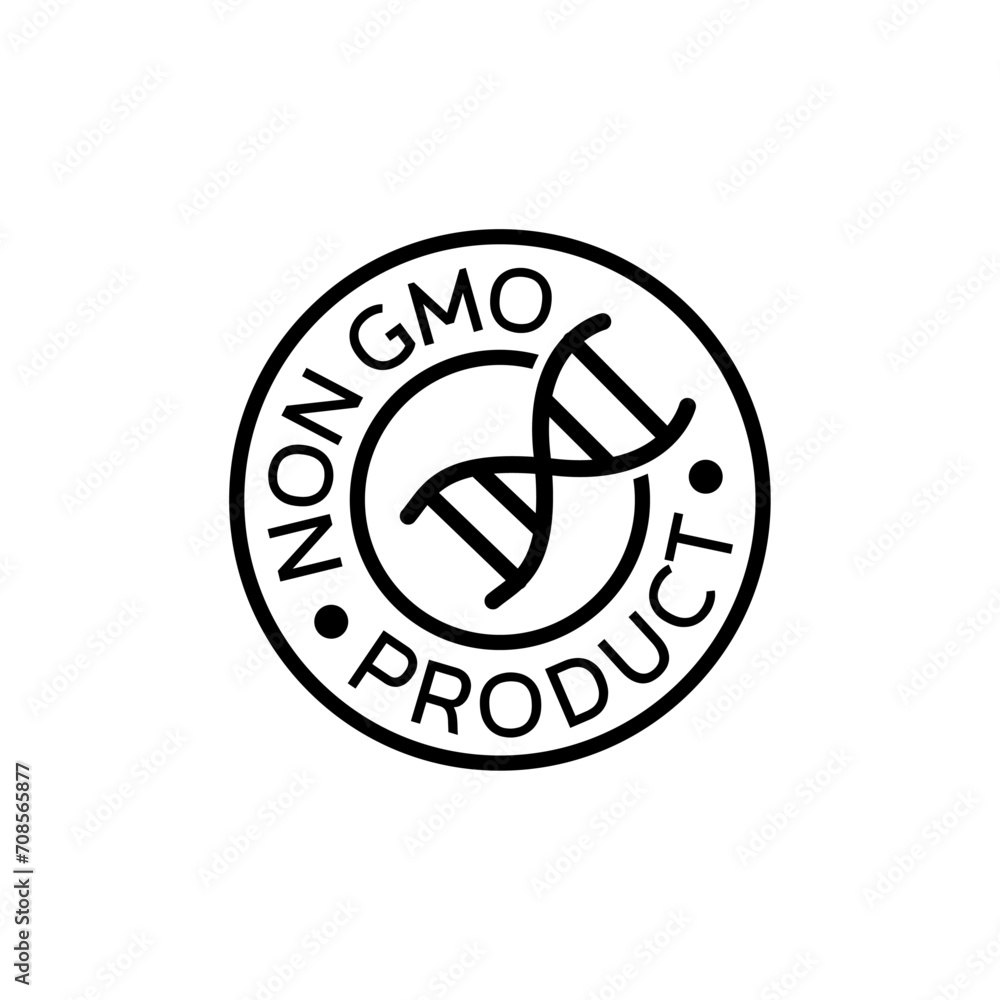 Vetor de Non GMO icon. Healthy food product labels and packaging ...