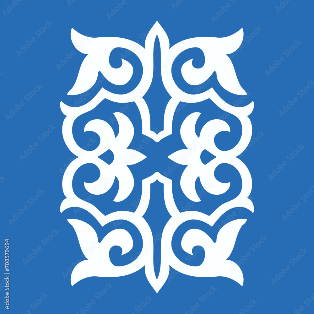 Vintage ornate linear ornaments in Kazakh traditional style. Asian ...