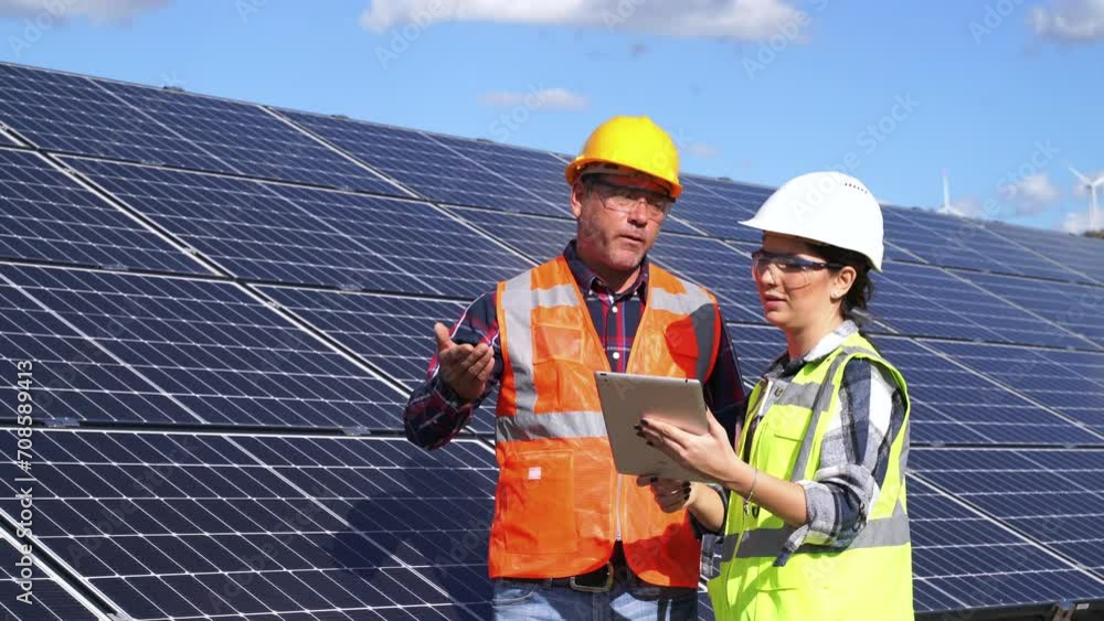 Vidéo Stock Solar panels, handshake and people partnership ...