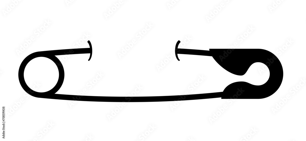 Safety pin. Opened and closed pins. pierced and clipping path sign ...