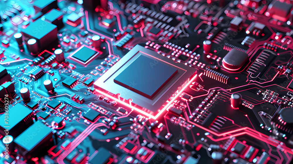 A high powered computer processing chip, advanced technology in ...