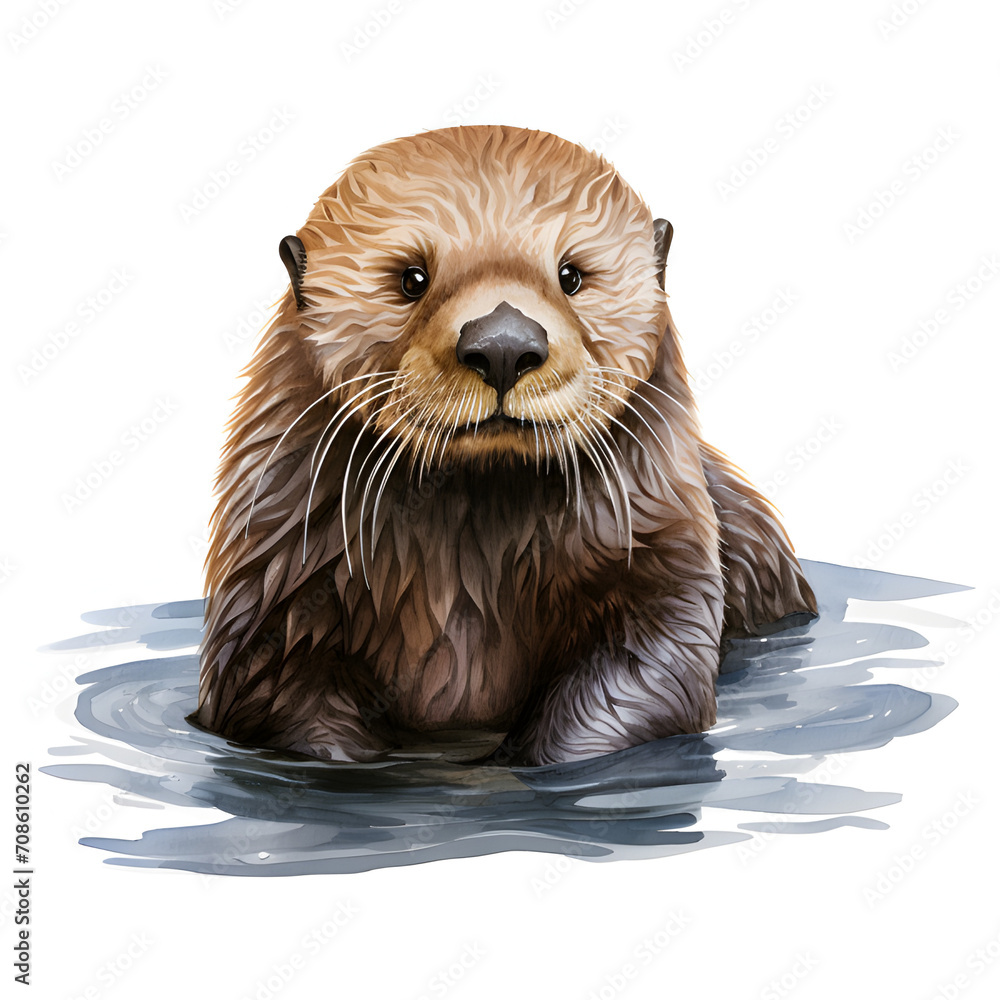 Sea Otter, realistic painting, natural and lifelike, detailed textures ...