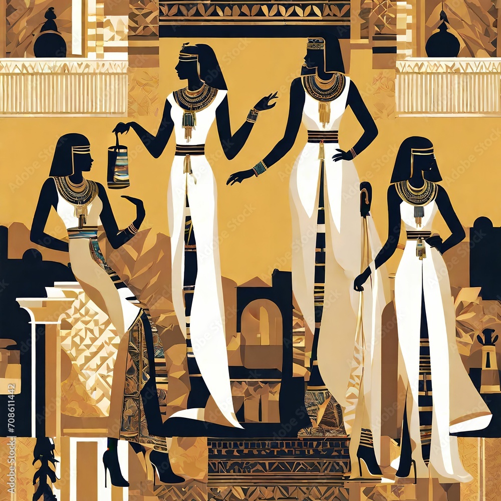 Silhouette of egyptian women in fashion with different poses Stock ...