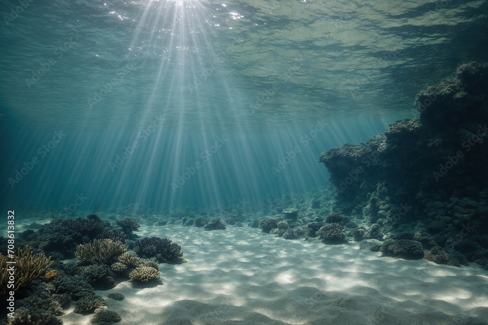 the depths of the deep blue sea with a stunning underwater background ...