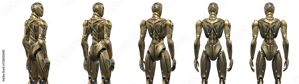 Futuristic alien robot or very detailed sci fi cyborg standing. Full ...