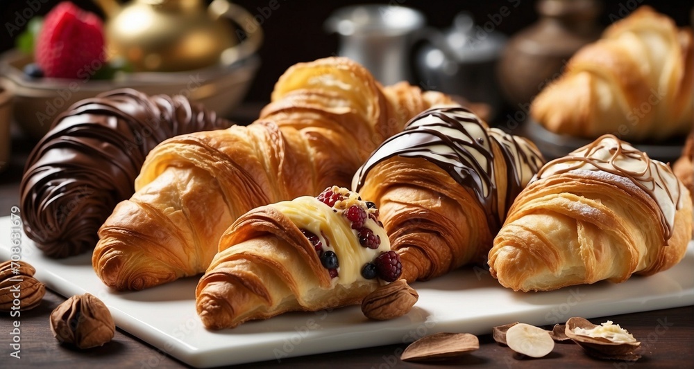 Explore the delightful variety of filled croissants with a visual feast ...