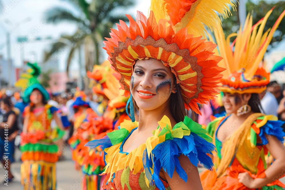 Carnavales de Barranquilla. Mask carnival in Columbia. Women wearing ...