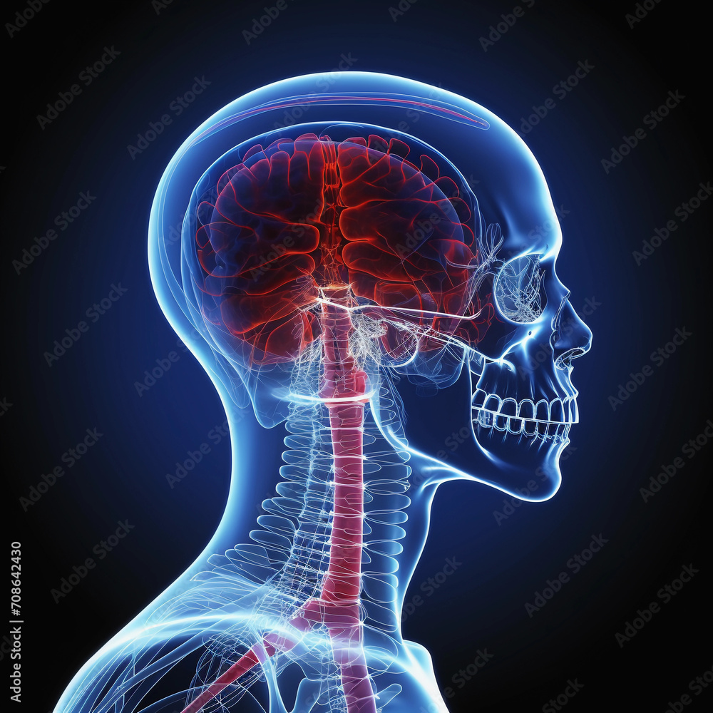 Radiology Head skull and brain x-ray for human examination ...