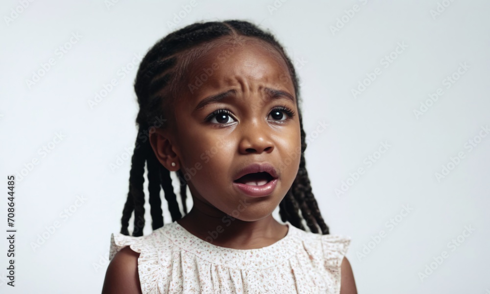 crying little black girl, small child, children's emotions, portrait of ...