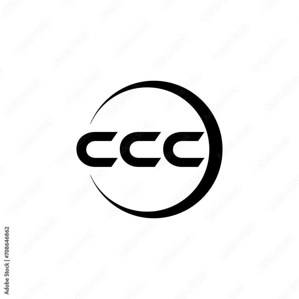 CCC letter logo design with white background in illustrator, cube logo, vector logo, modern ...