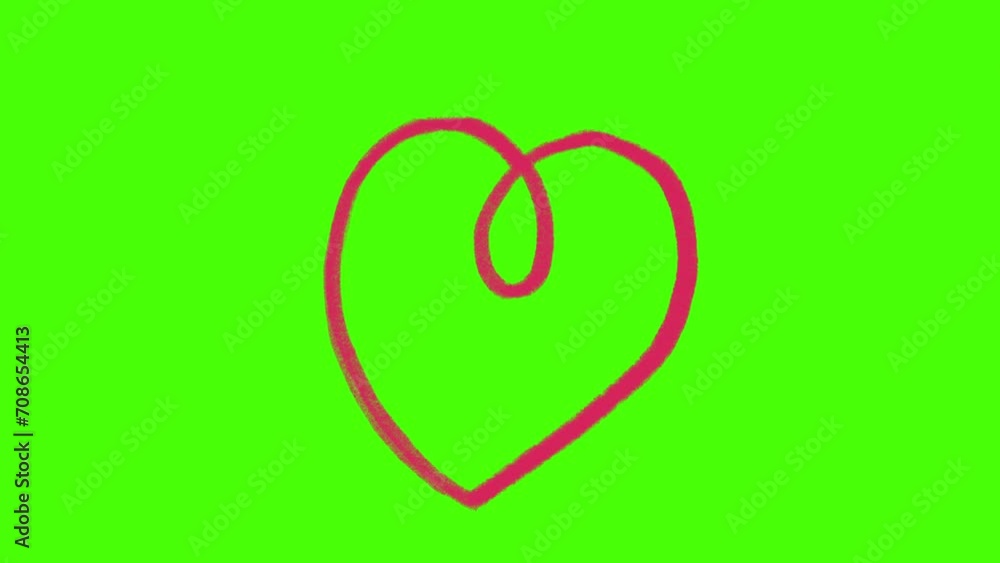 Sticker element doodle heart shape looping animation in scribble style ...