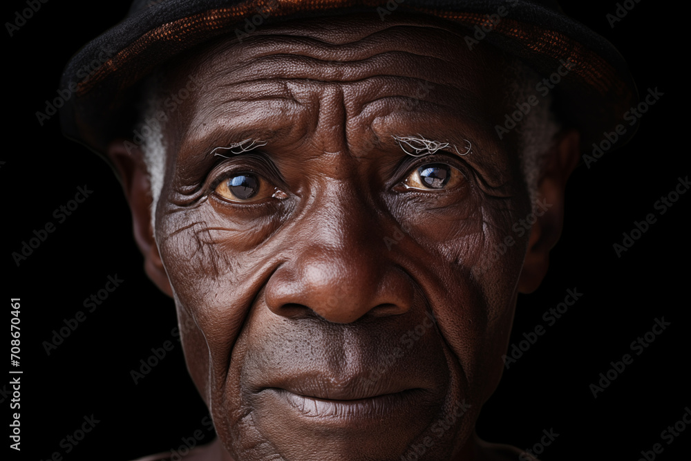 Portrait of an Elderly Black Person with Eyes Revealing Generations of ...