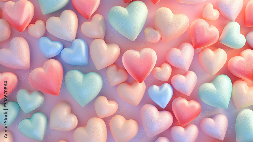 A background of pastel hearts is a romantic and whimsical image that ...