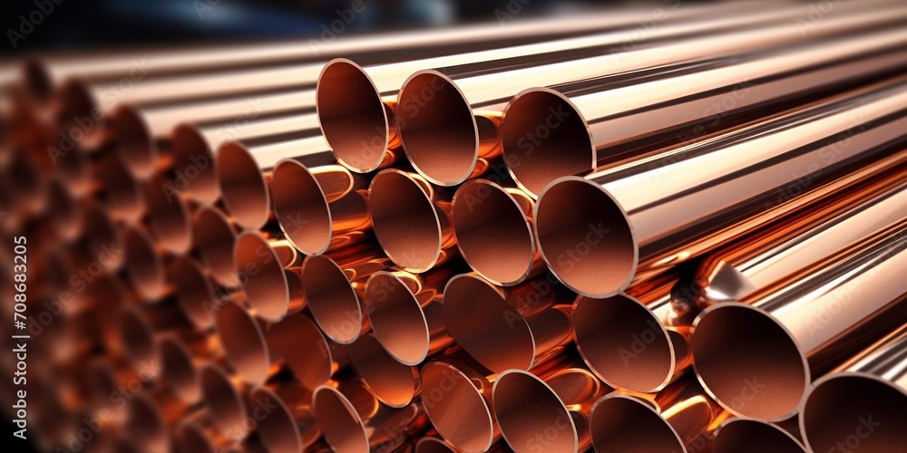 copper metal pipe on white background. 3d Illustrations, shiny metal ...