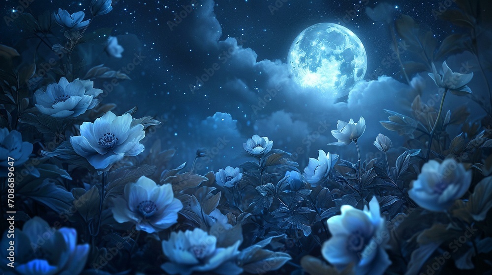 Ethereal and mystical night-blooming flowers with a moonlit glow ...