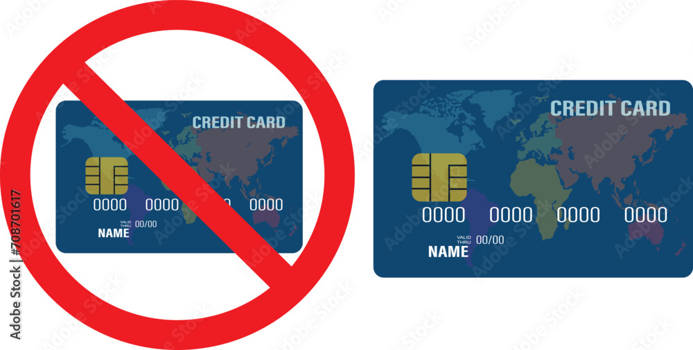 Credit Card Sample, No Credit Card Sign, Credit Card not accepted ...