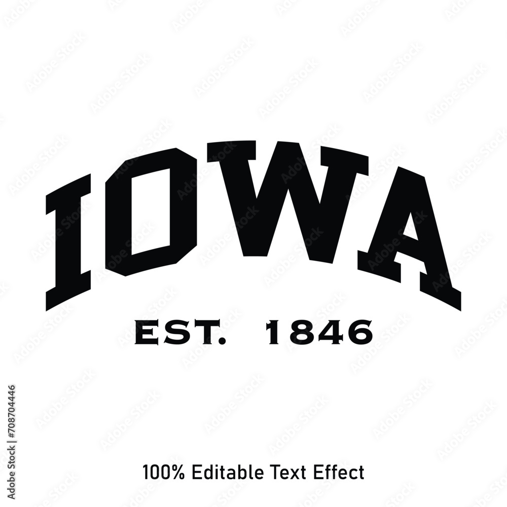 Iowa text effect vector. Editable college t-shirt design printable text ...