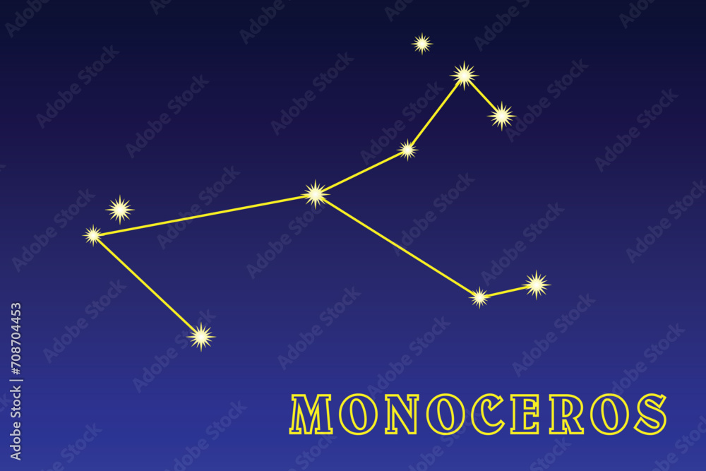 Constellation Monoceros. Illustration of the constellation Unicorn ...