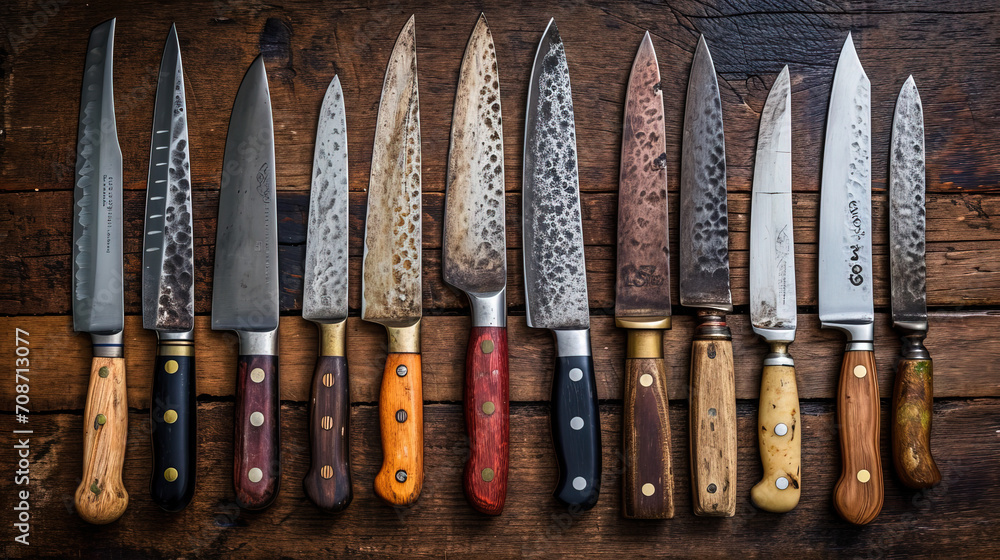 The kitchen knife banner with a wooden handle is a bright and ...