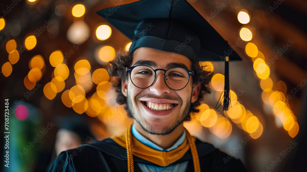 Graduation day, back view of Asian woman with graduation cap and coat ...