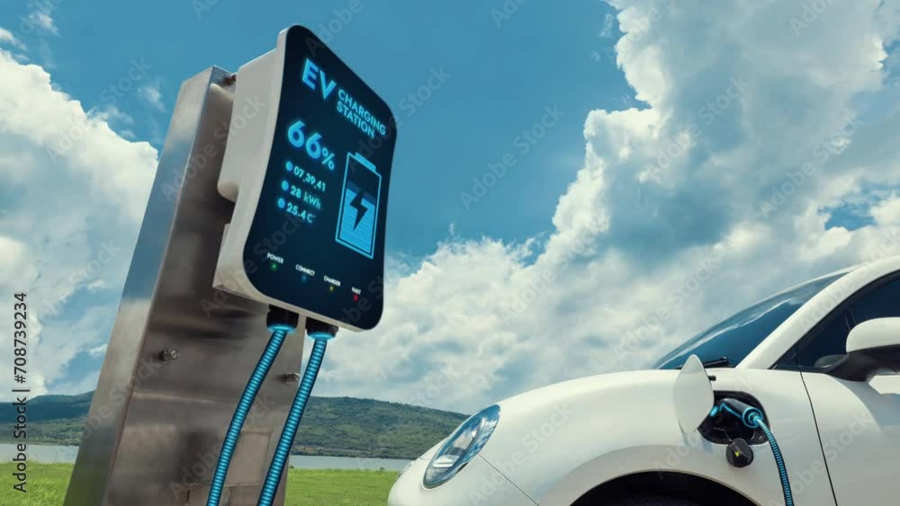 Eco-friendly electric car using clean energy recharge battery from ...